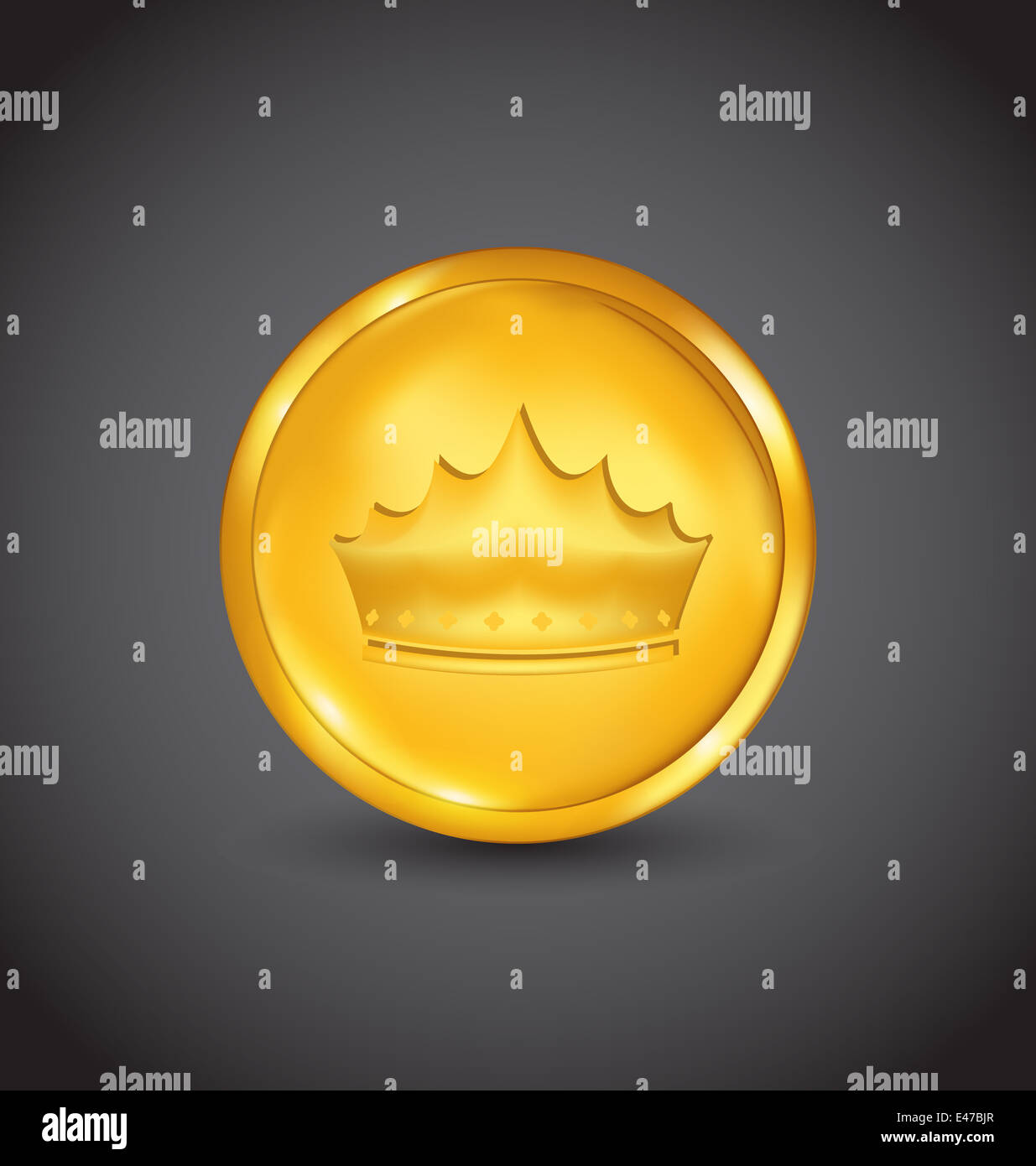 Illustration golden coin with heraldic crown on black background ...