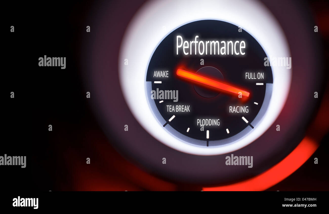 Performance concept displayed on a gauge Stock Photo - Alamy