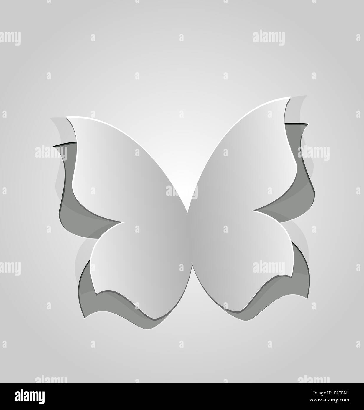 Illustration cut out butterfly, grey paper - vector Stock Photo - Alamy