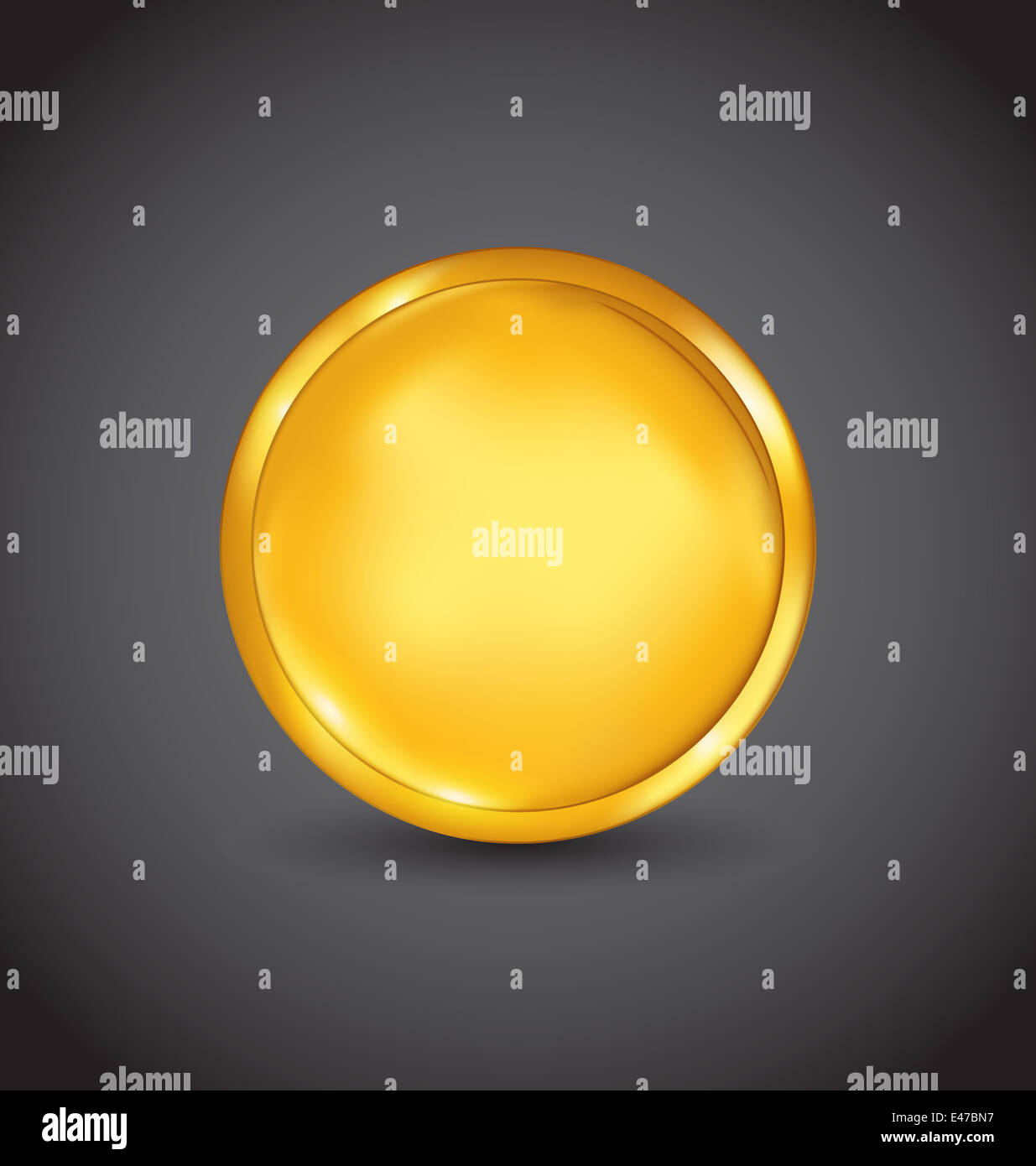 Illustration golden coin with shadow on dark background - vector Stock ...