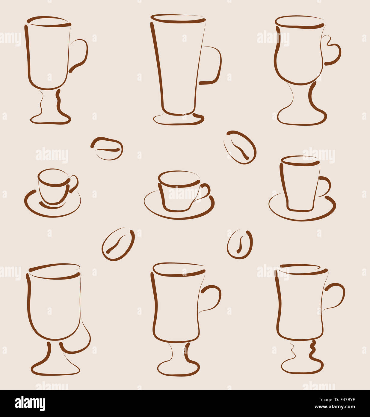 Illustration outline set coffee and tea design elements - vector Stock ...