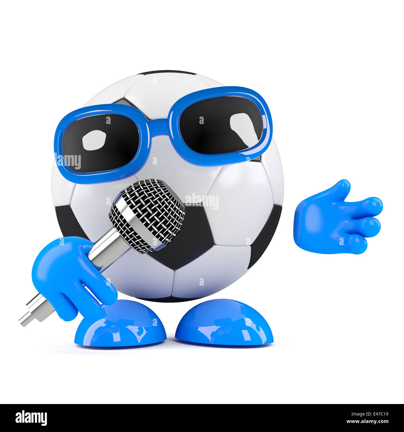 3d Football character speaks into the microphone Stock Photo - Alamy
