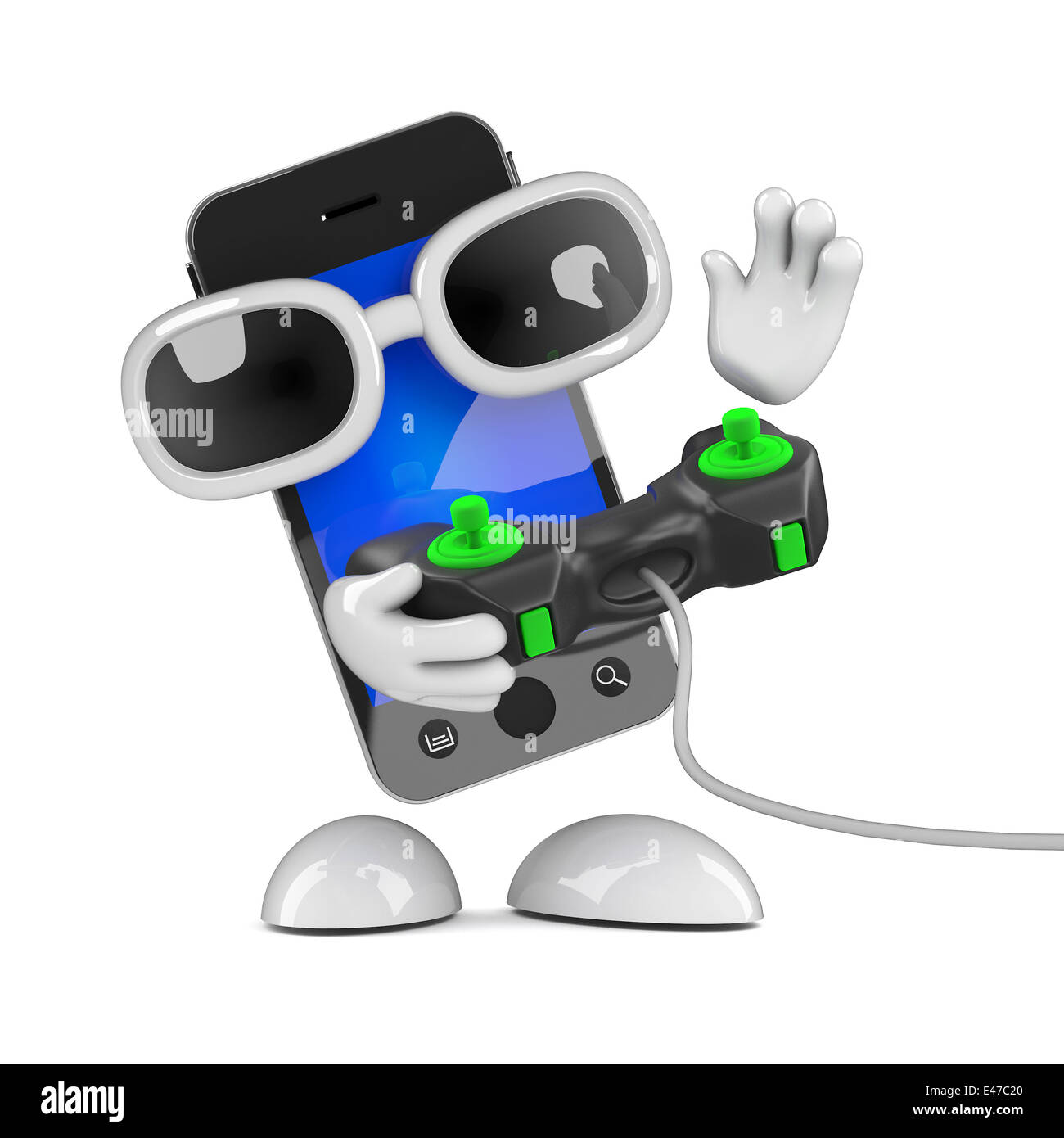 3d Smartphone character is keen on playing video games Stock Photo - Alamy