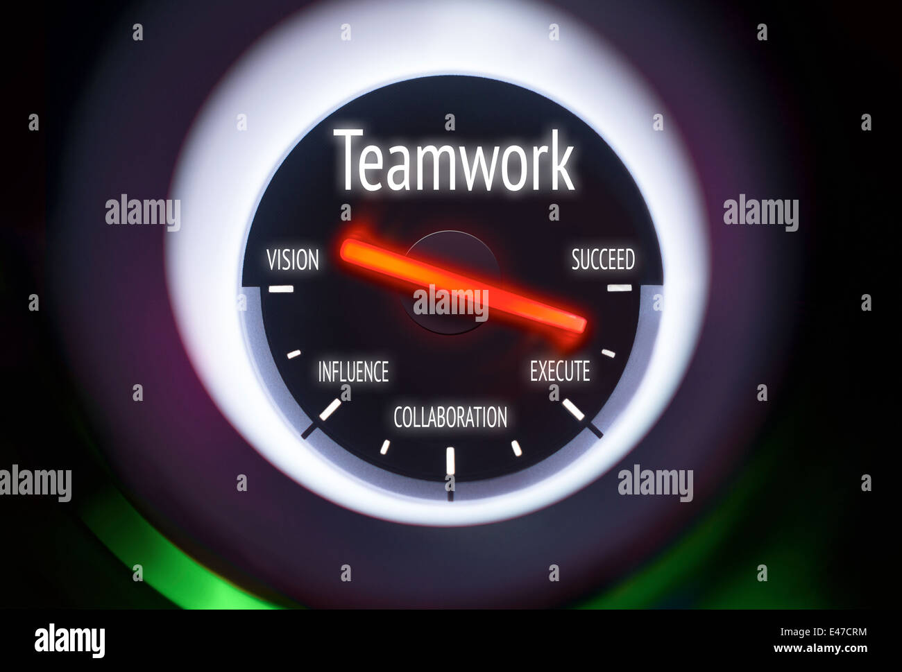 Teamwork concept displayed on a gauge Stock Photo - Alamy
