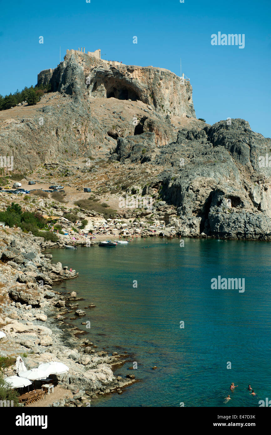 Griechenland, Rhodos, Lindos, Agios Pavlos Bucht Stock Photo - Alamy