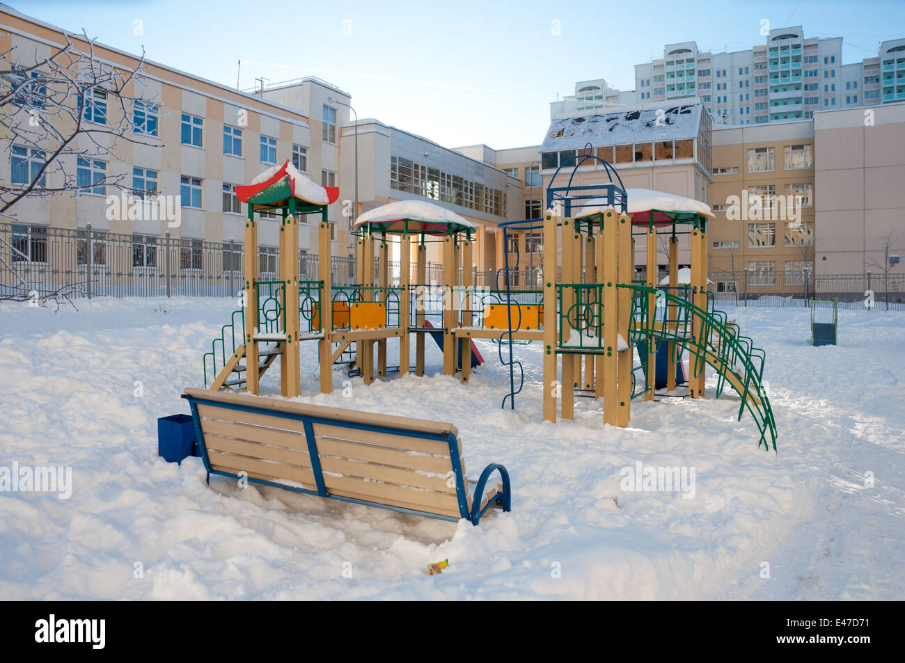 playground children games sports complex yard winter snow no sleeping ...