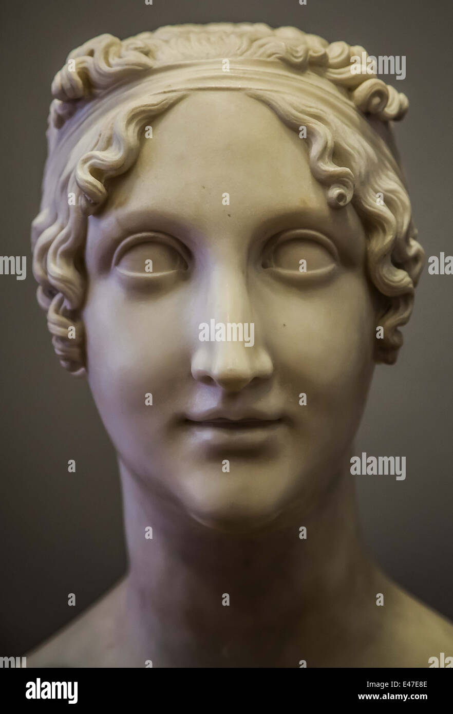 Classical feminine beauty rapresented on this marble old sculpture ...