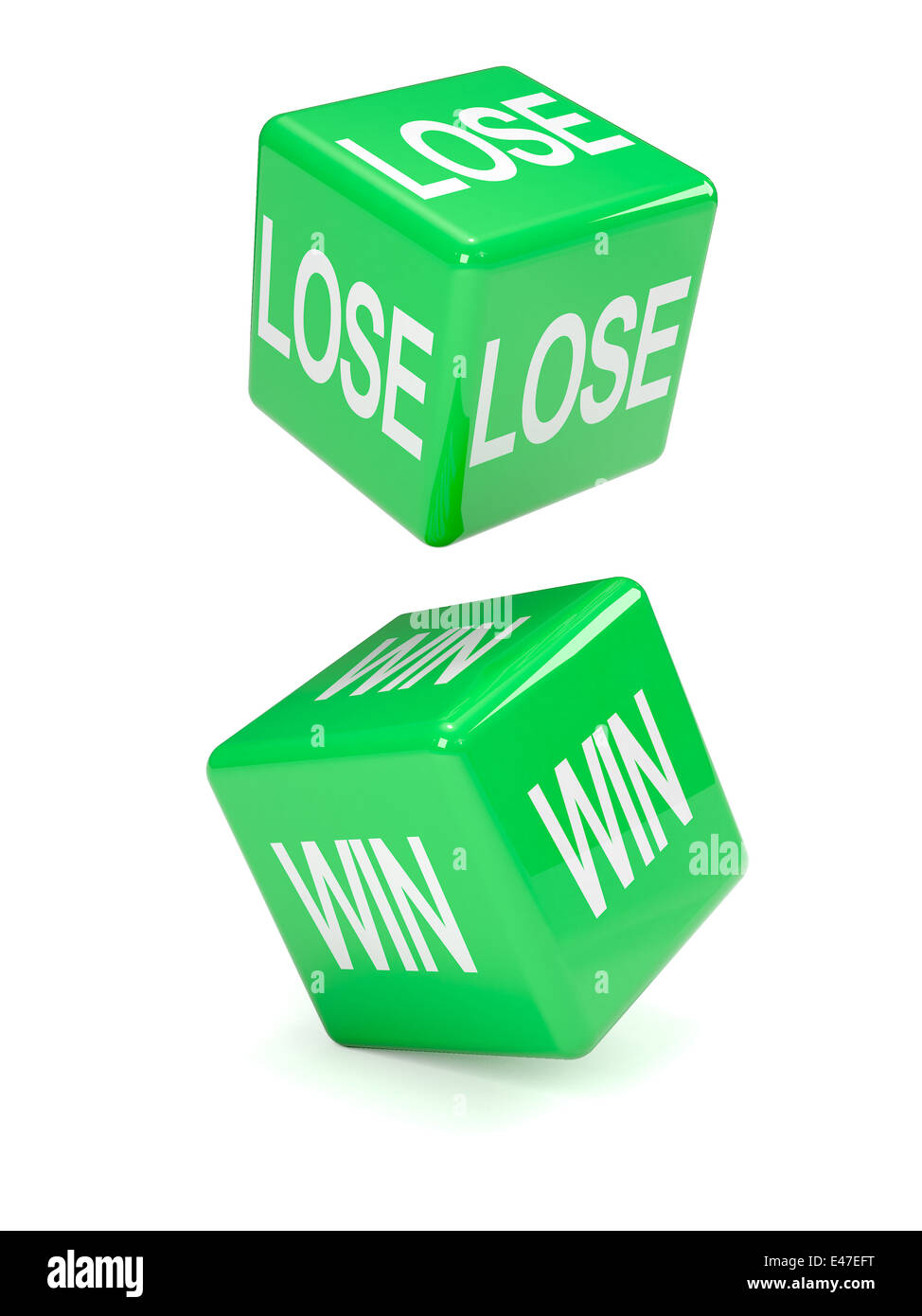3d Two green dice marked with "Win" and "Lose Stock Photo - Alamy