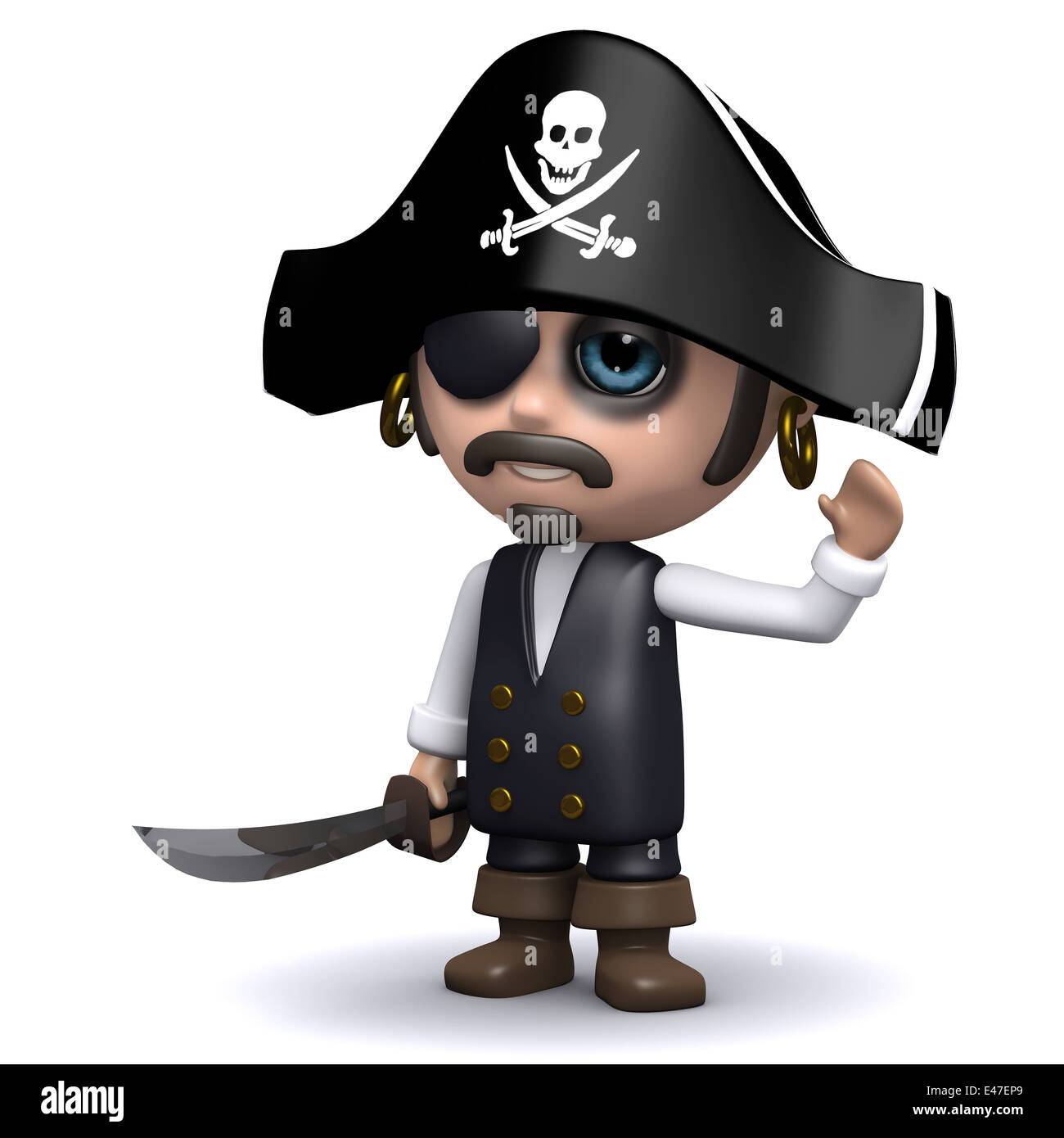 3d Pirate waves a cheerful hello Stock Photo - Alamy