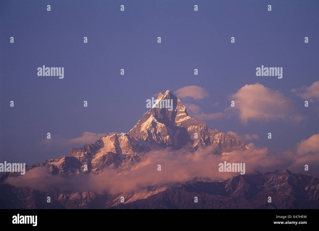 Nepal, Fish Tail Mountain at sunset Stock Photo - Alamy