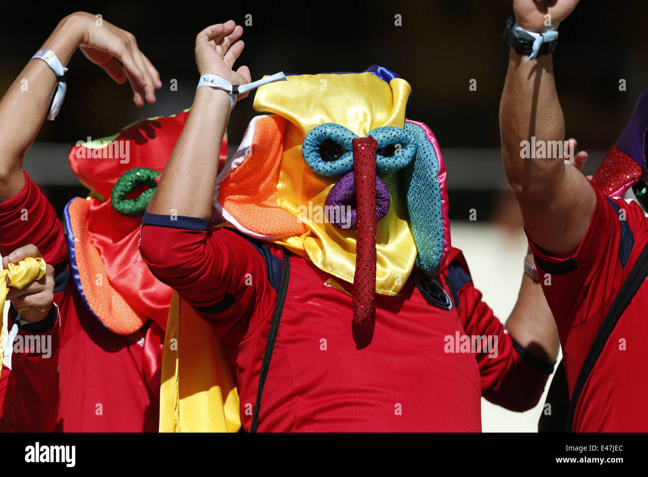 Fortaleza, Brazil. 4th July, 2014. Colombia's fans cheer for their team ...