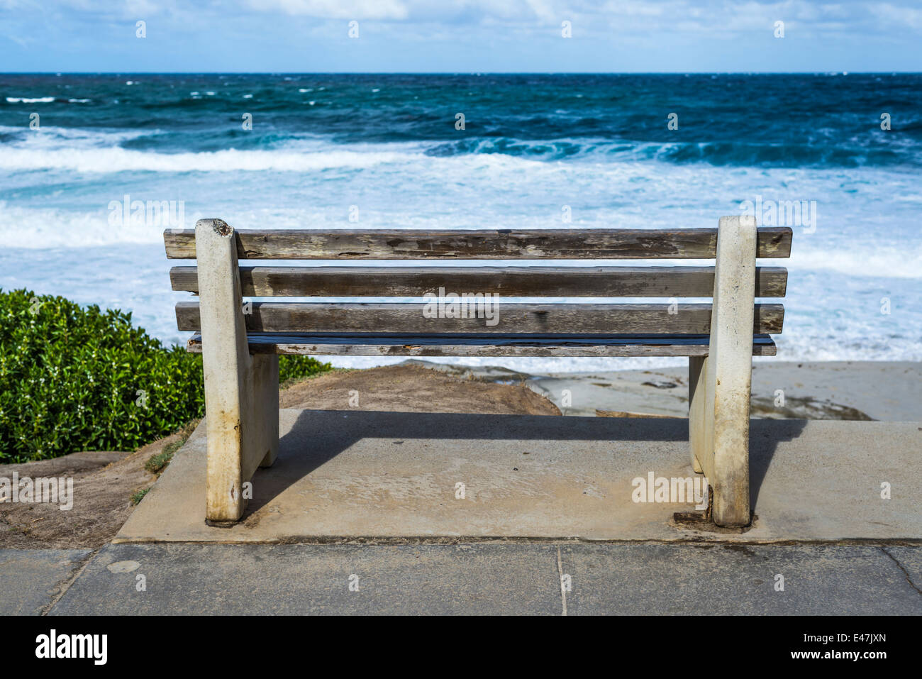 Public bench above Windansea Beach. La Jolla, California, United States ...