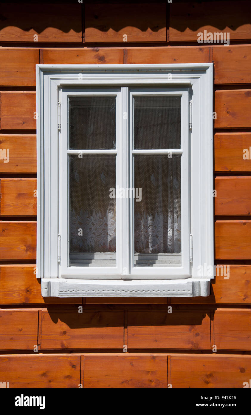 White window in the cabin - architecture detail Stock Photo - Alamy