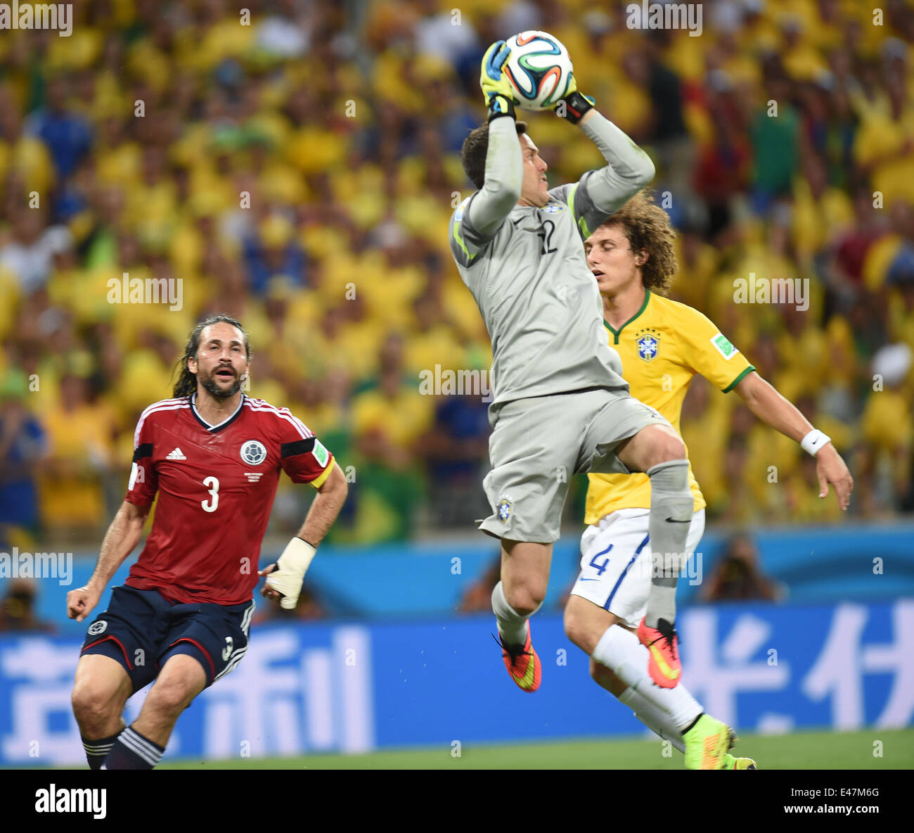 Fortaleza, Brazil. 4th July, 2014. Brazil's goalkeeper Julio Cesar (C ...