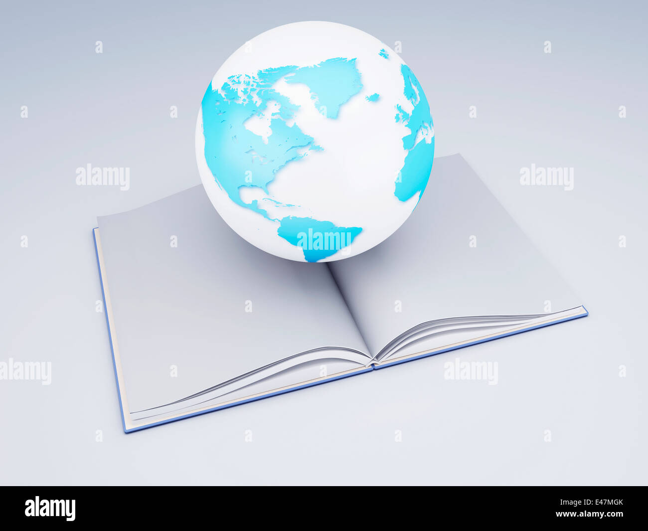 image of open book and globe. knowledge concept 3d illustration Stock ...