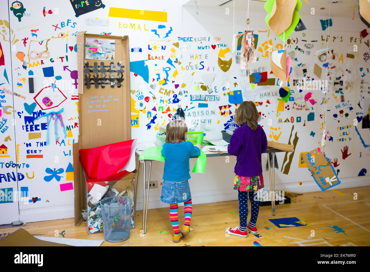 Children making artwork for Atelier Public 2 exhibition of artworks ...