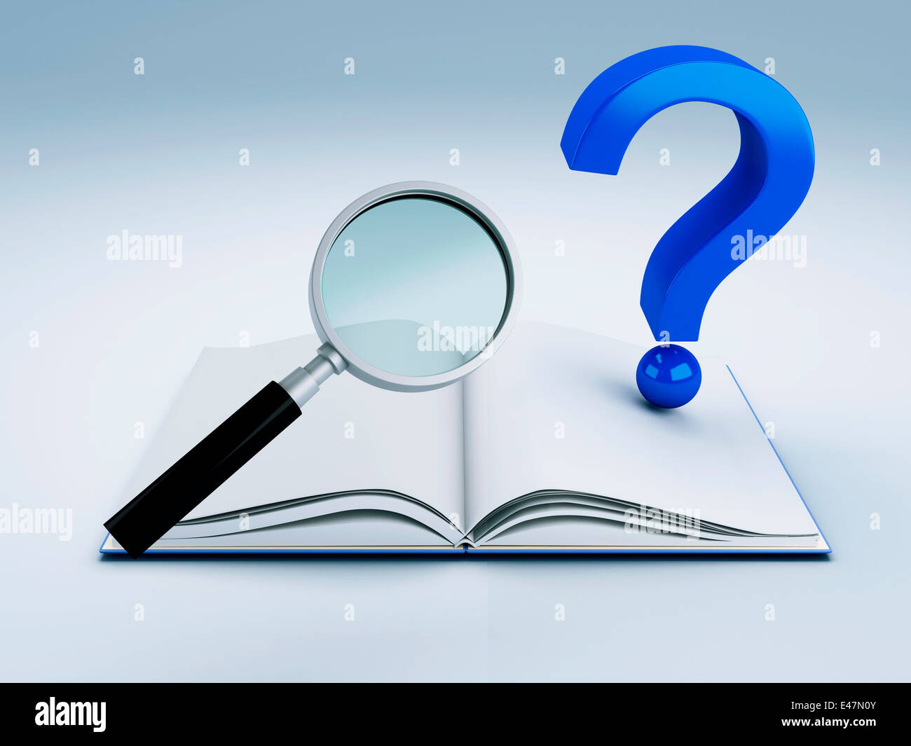 image of Open book and a question mark 3d illustration Stock Photo - Alamy
