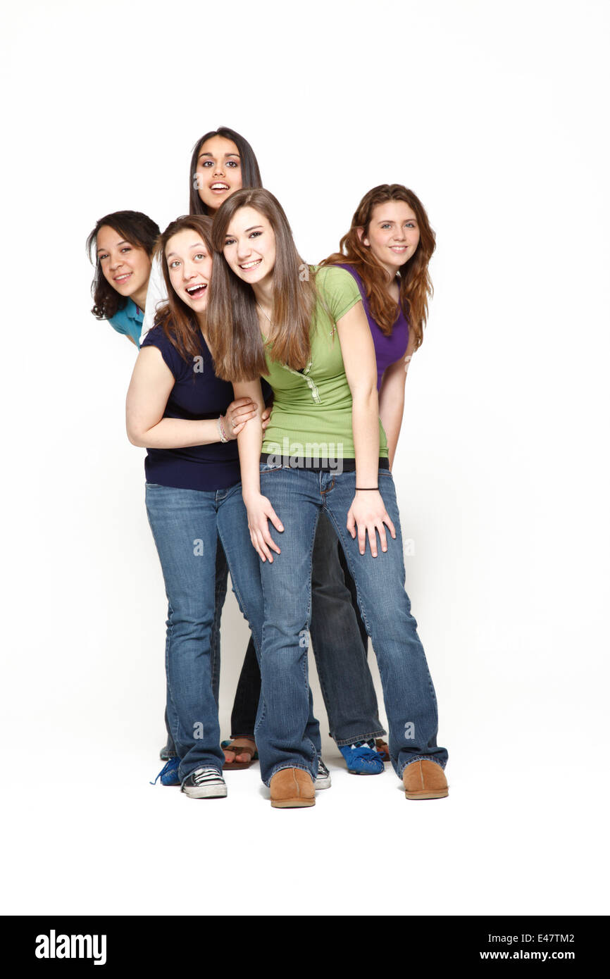 a group of five girls having fun and hanging out Stock Photo - Alamy