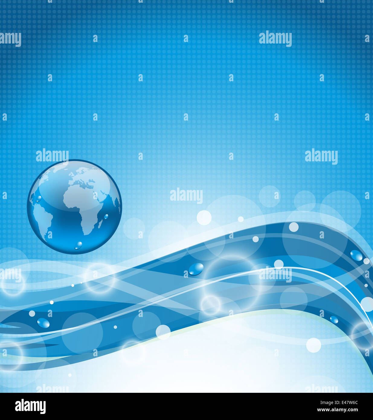 Illustration abstract wavy water background with earth symbol - vector ...