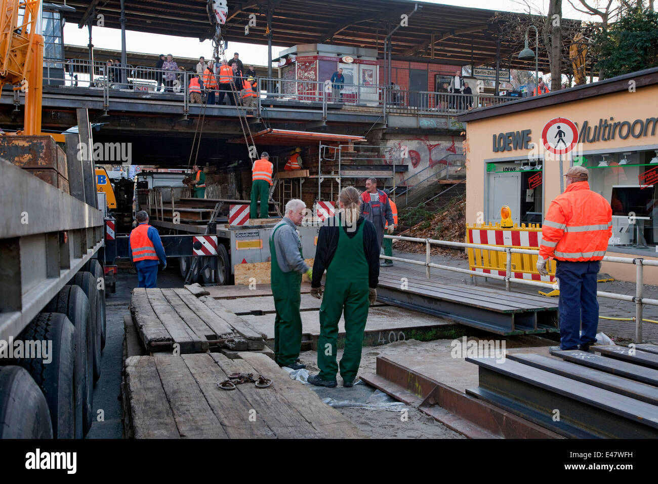 Temporary bridge rail station Zehlendorf Stock Photo - Alamy