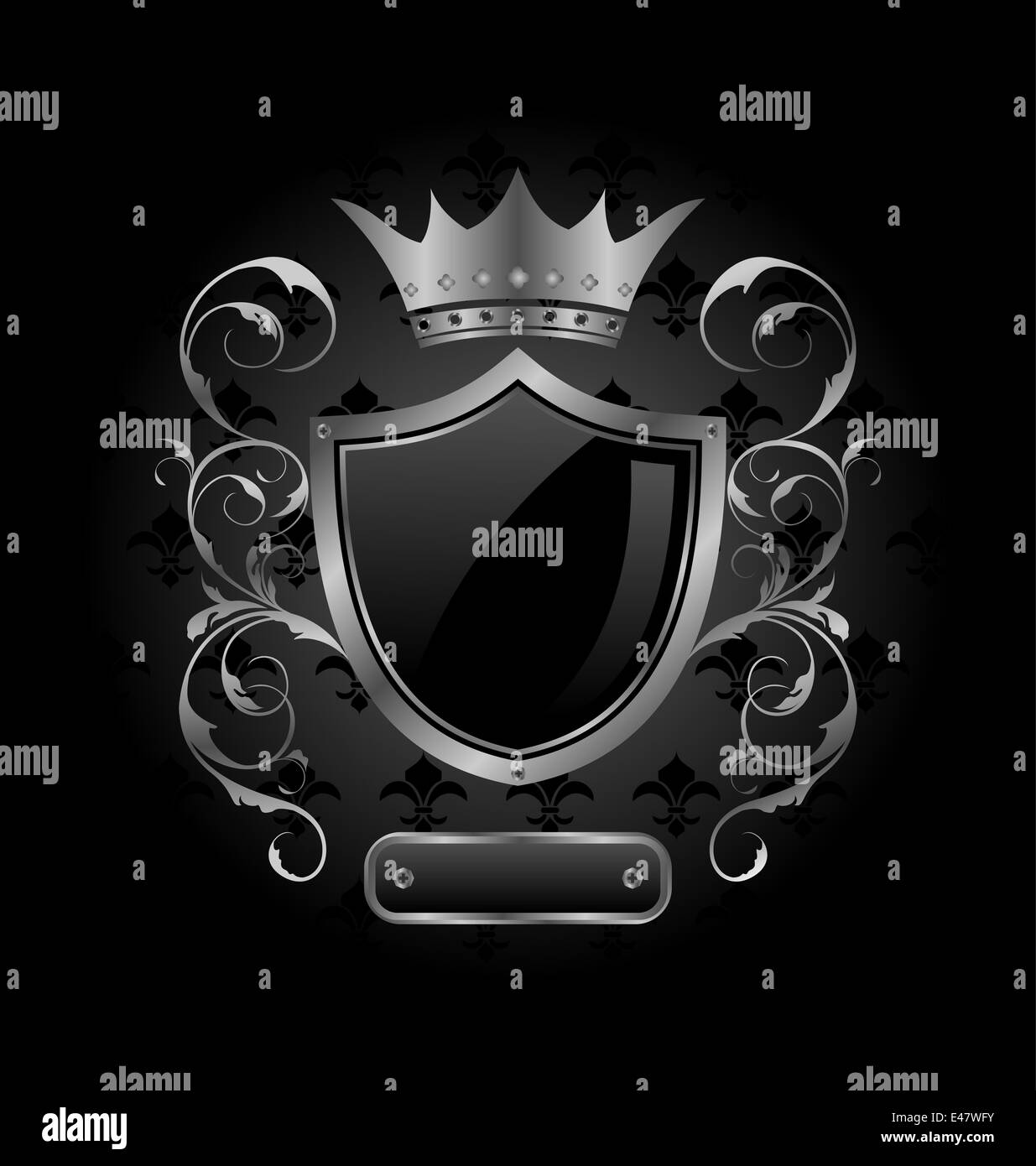 Illustration ornate heraldic shield with crown - vector Stock Photo - Alamy