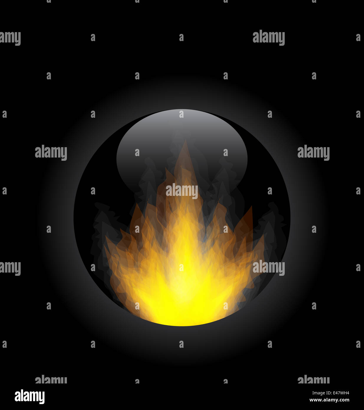 Illustration fire flame in circle frame - vector Stock Photo - Alamy