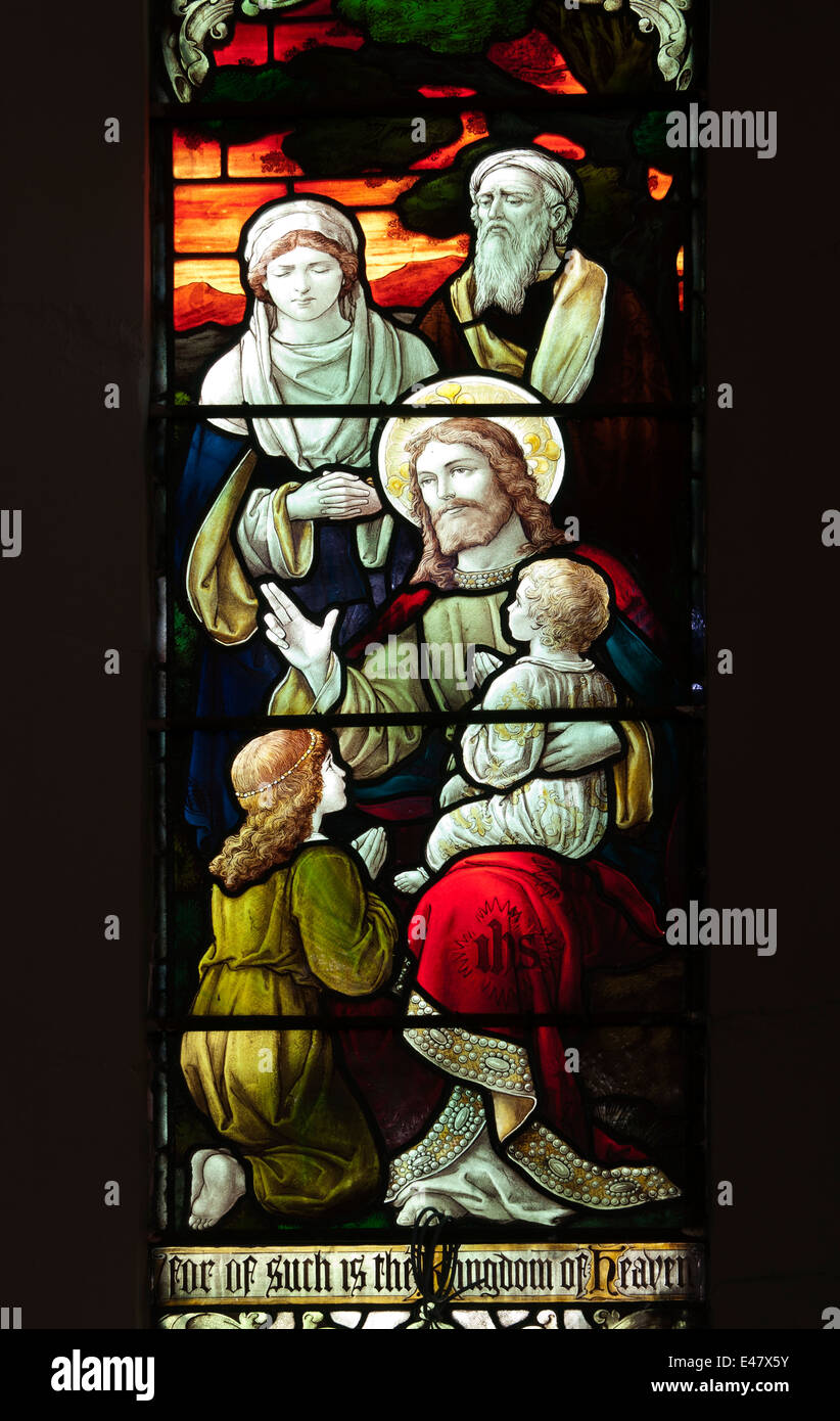 Suffer the little children stained glass, St. Paul`s Church, Fazeley ...