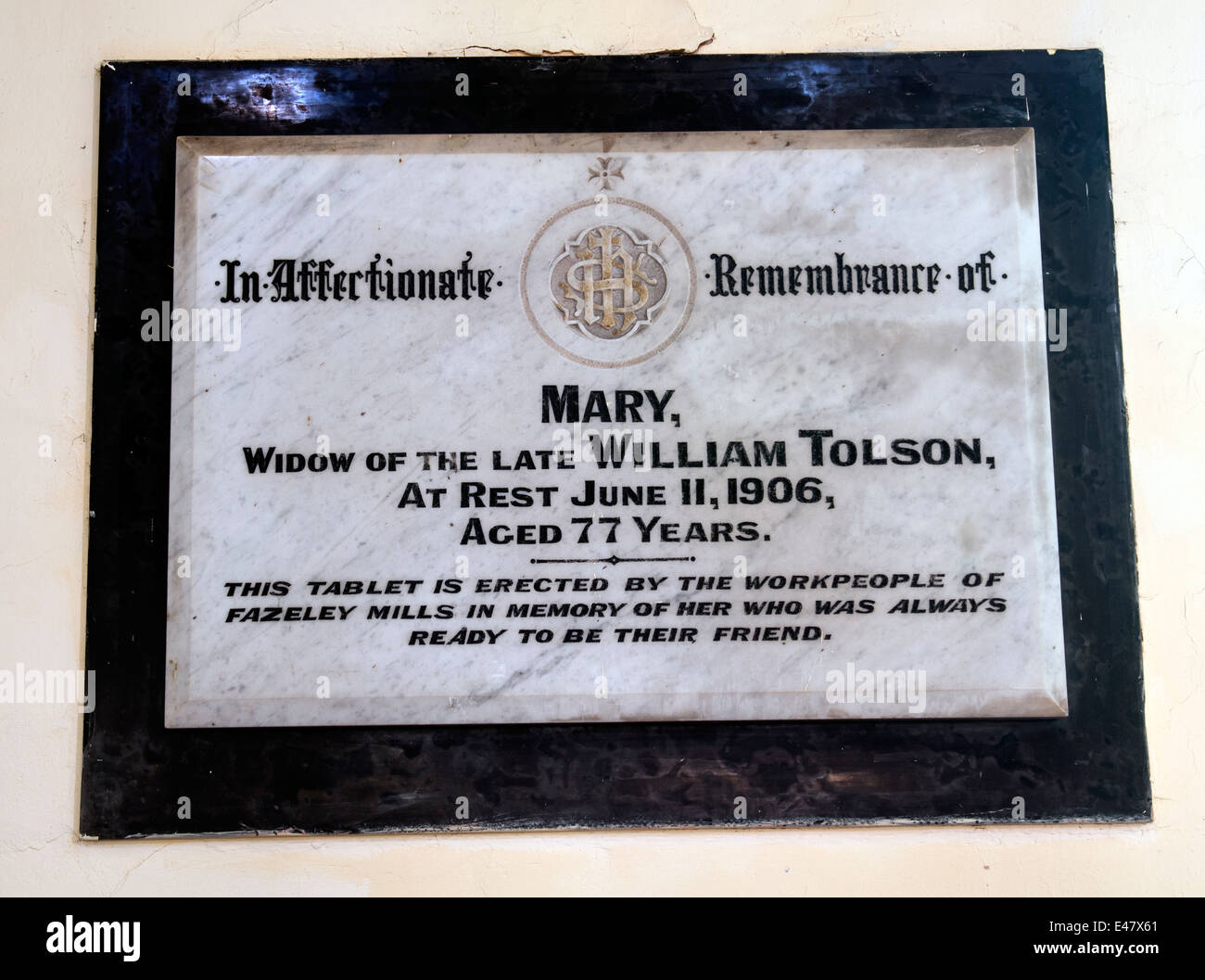 Remembrance plaque in St. Paul`s Church, Fazeley, Staffordshire ...
