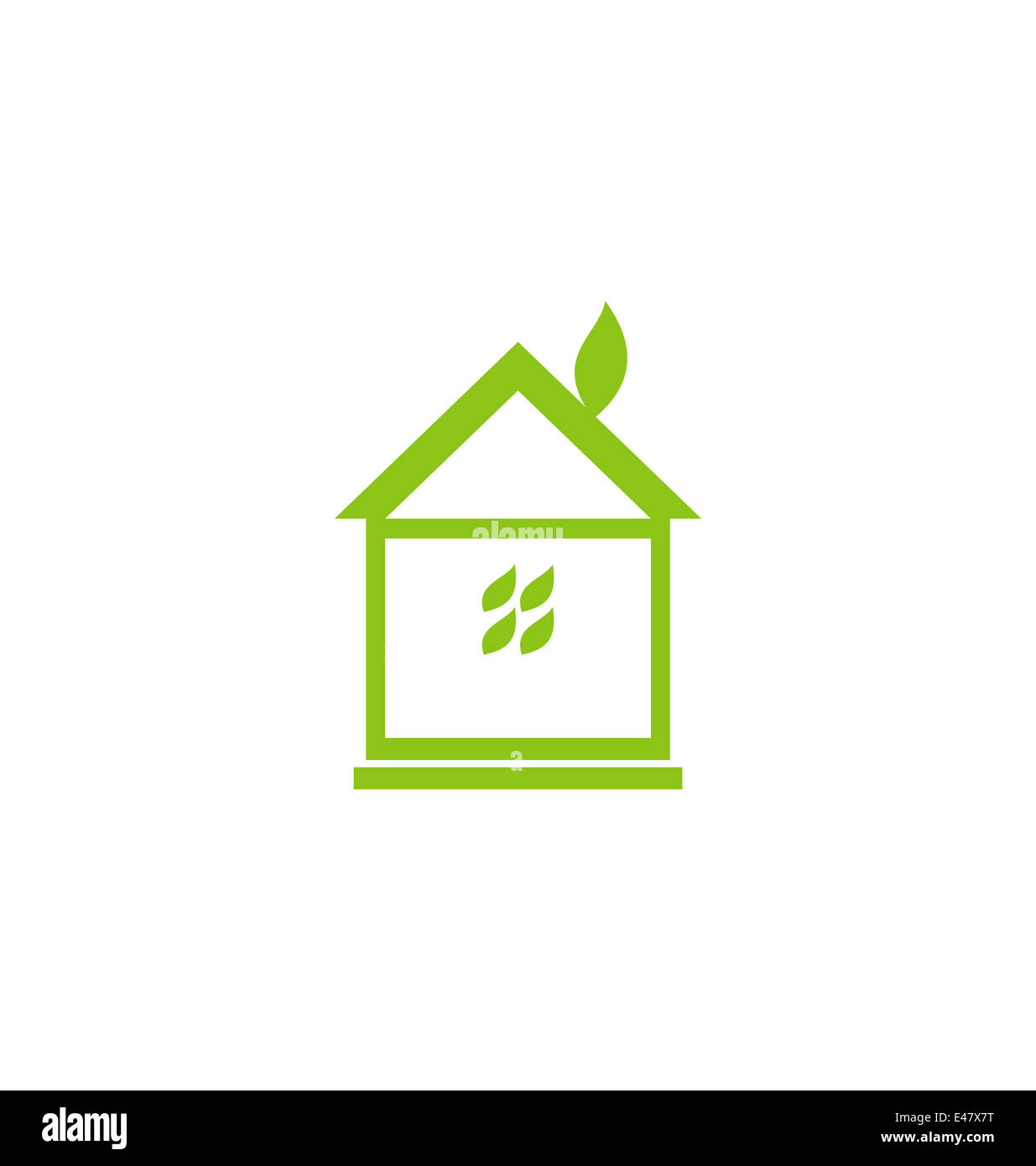 Illustration icon eco house with leaf isolated on white background ...