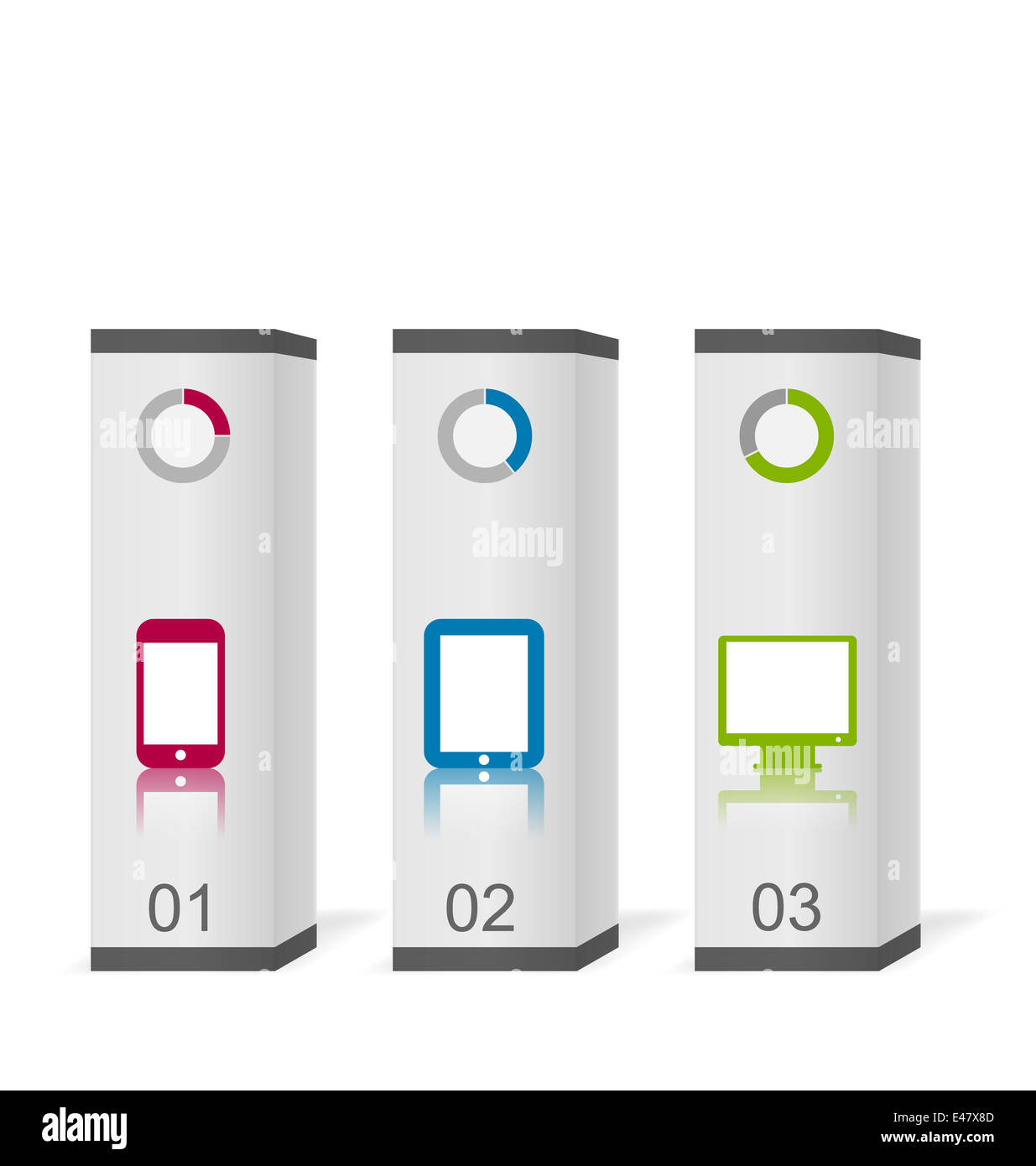 Illustration set boxes with simple gadgets infographic icons - vector ...