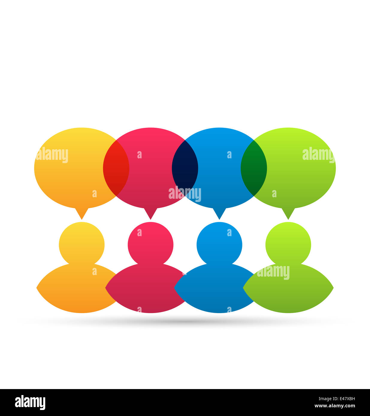 Illustration colorful people icons with dialog speech bubbles - vector ...