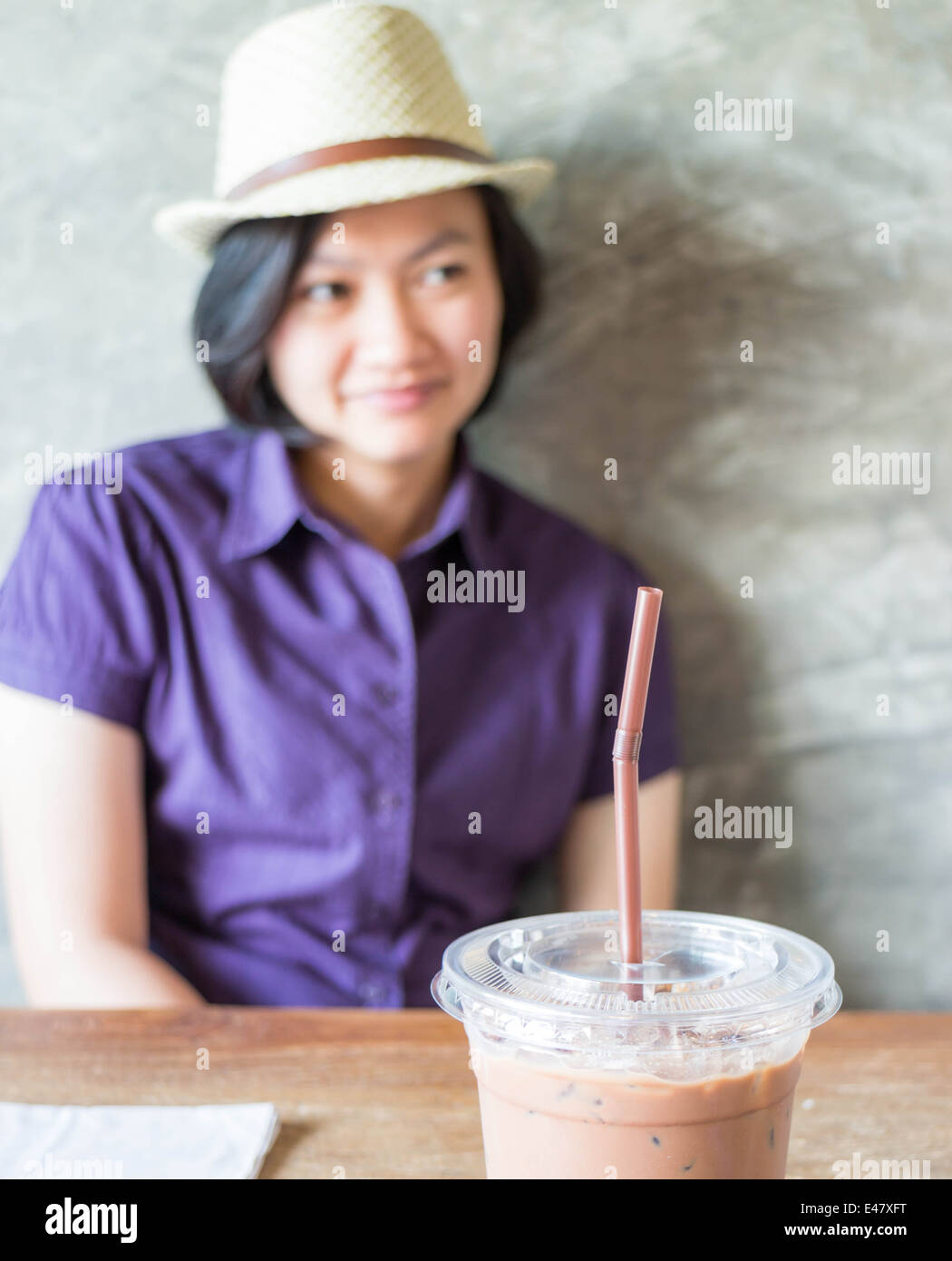 Woman chill in coffee shop, stock photo Stock Photo - Alamy