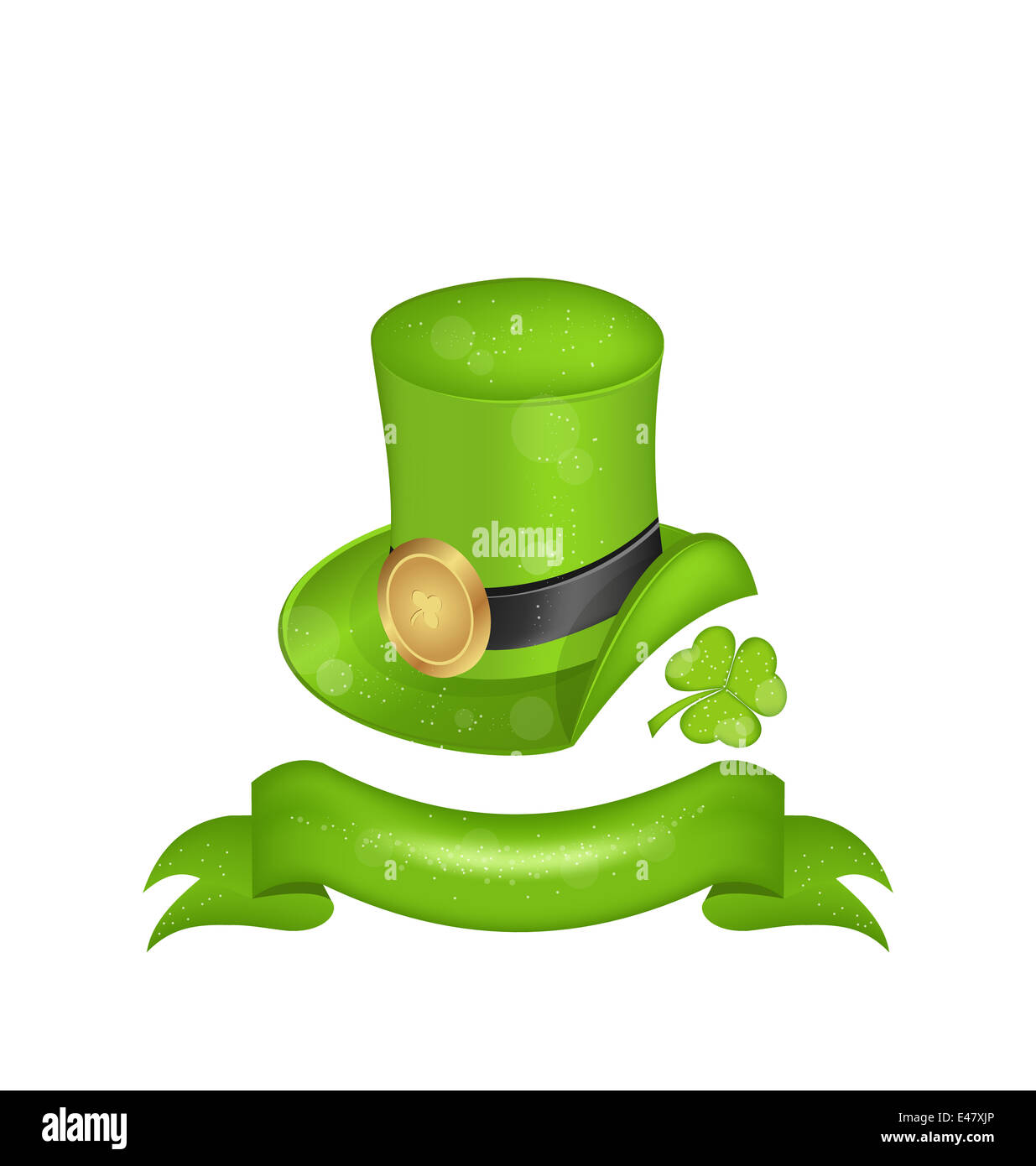 Illustration green hat, clover, ribbon in saint Patrick Day - isolated ...