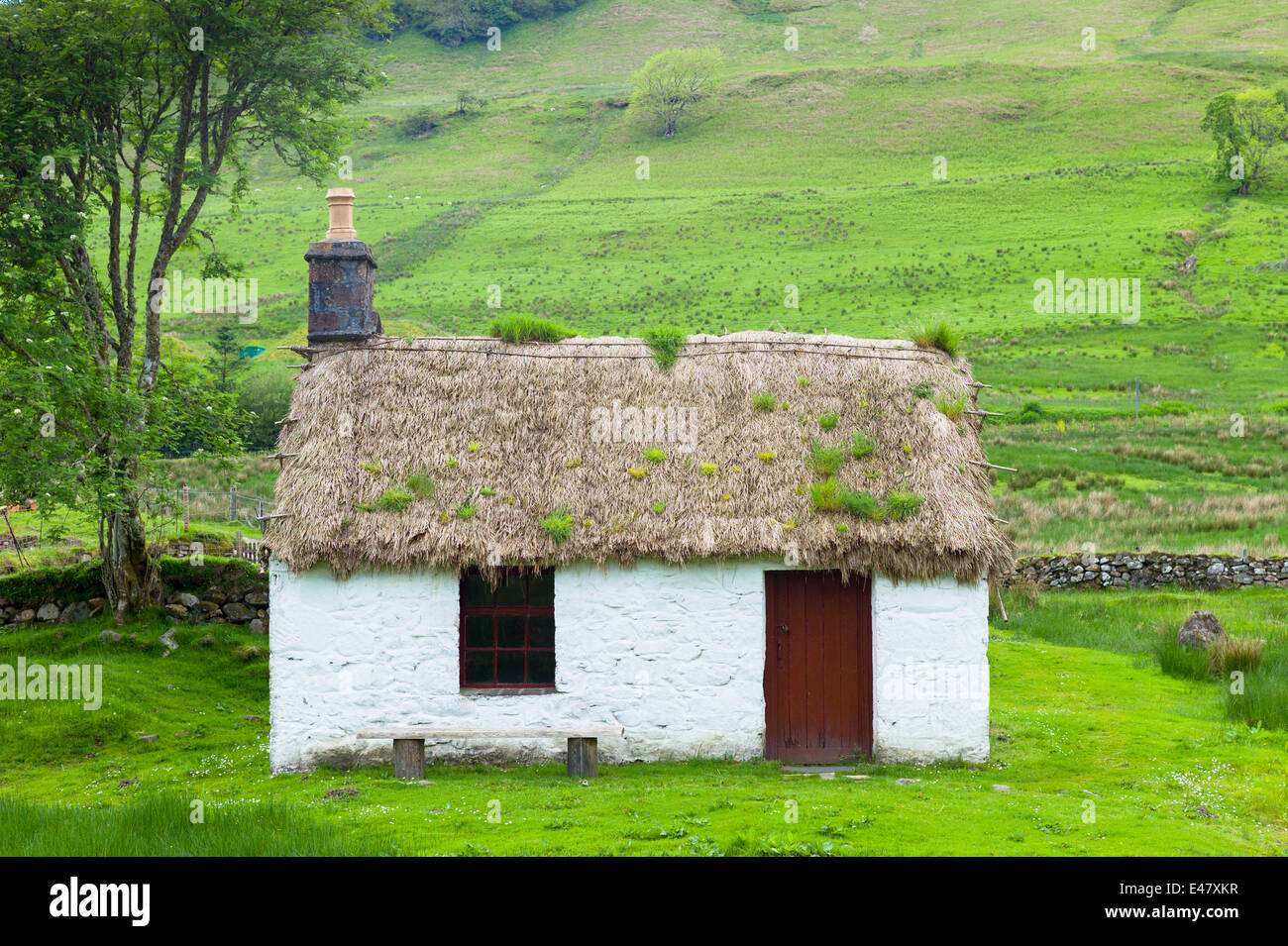 Old farm thatched cottage at Auchindrain croft settlement and folklore ...