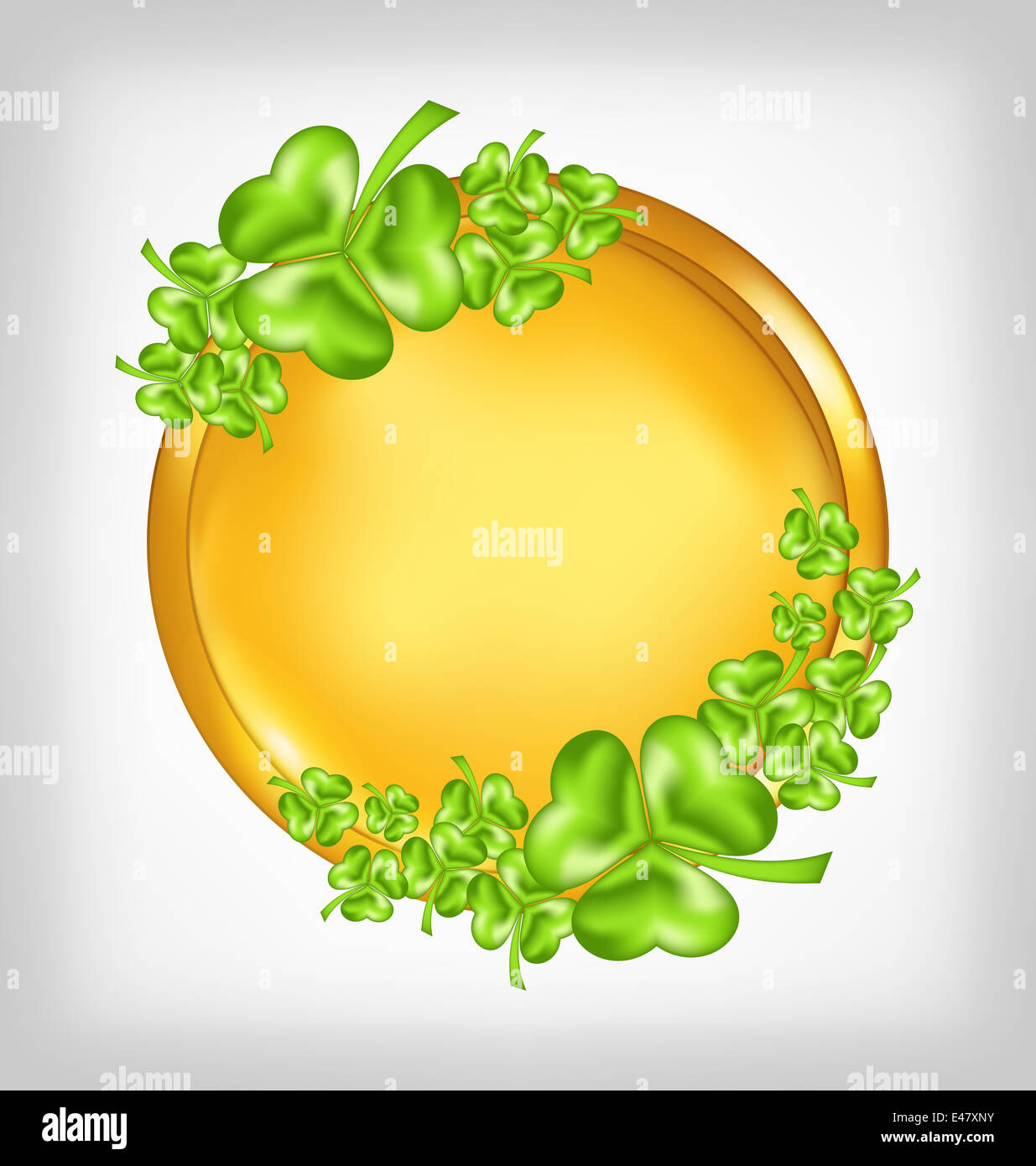 Illustration golden coin with shamrocks. St. Patrick's day symbol ...