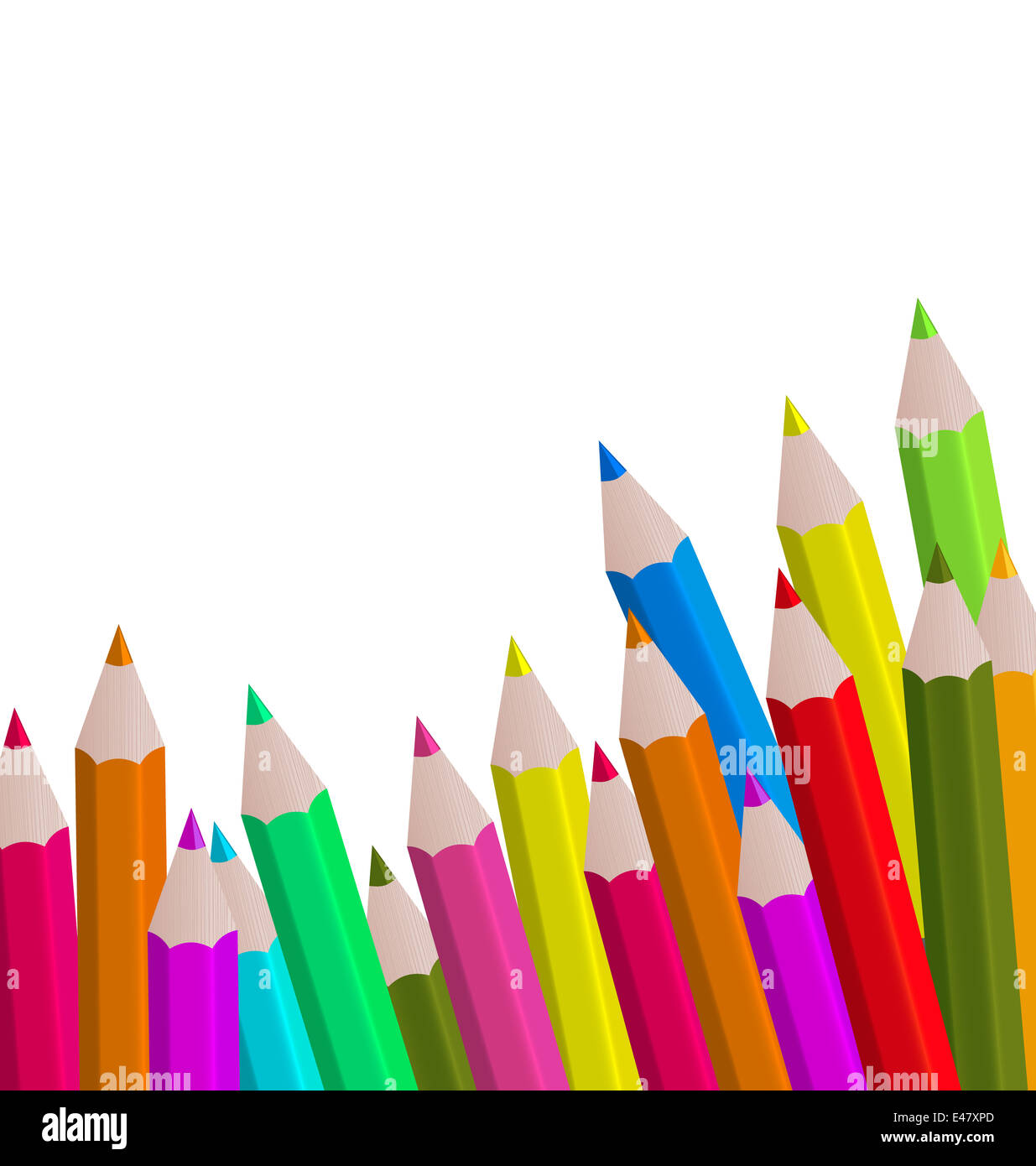 Illustration Set Colorful Pencils On White Background Vector Stock