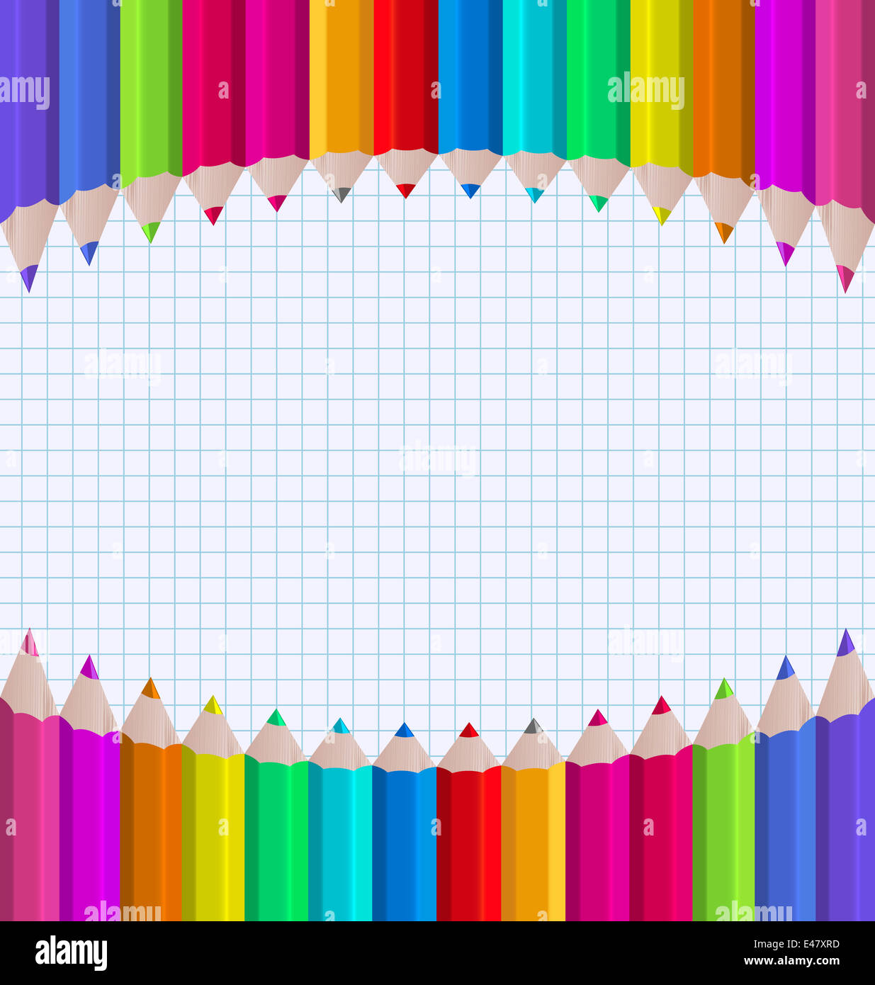 Illustration rainbow of pencils on paper sheet background - vector ...