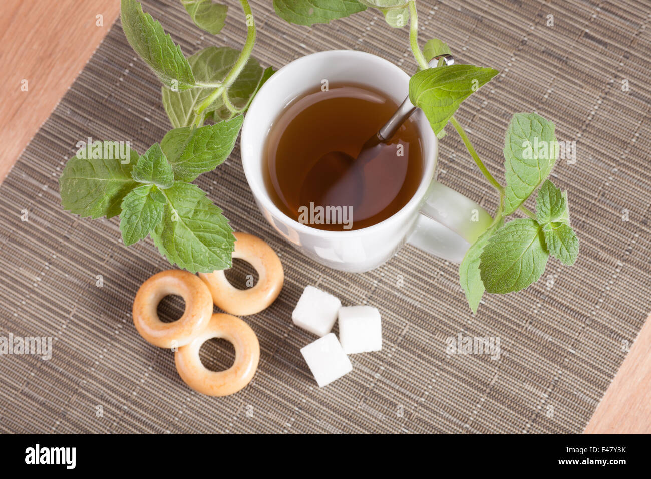 mint flavored tea with sugar and bakery Stock Photo - Alamy
