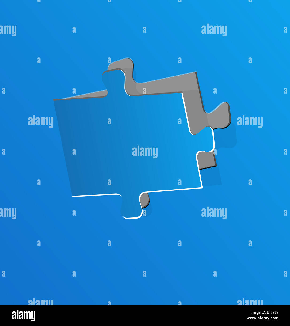 Illustration cut out puzzle piece, blue paper - vector Stock Photo - Alamy