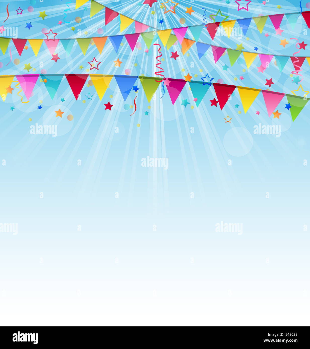 Illustration holiday background with birthday flags and confetti ...