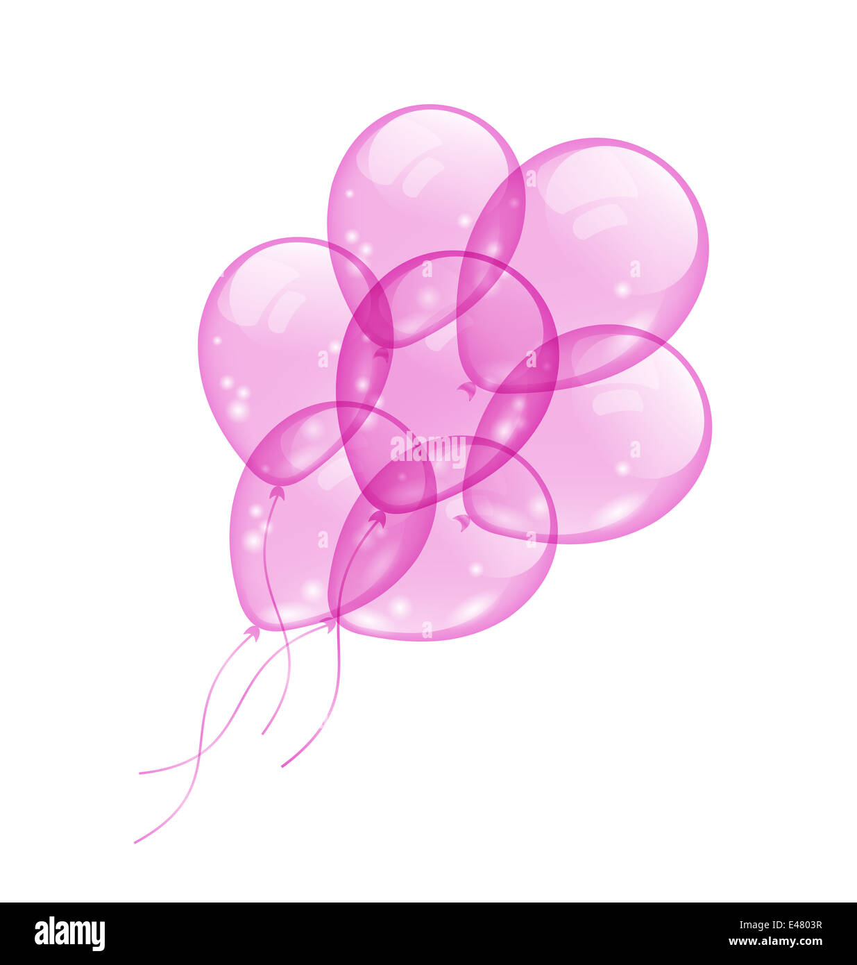 Illustration flying pink balloons isolated on white background - vector ...