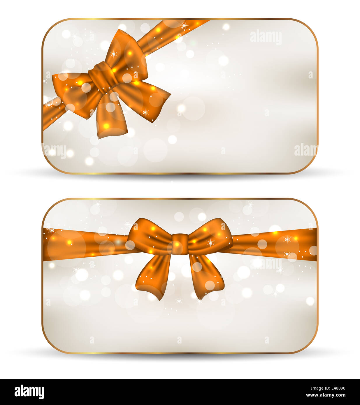 Illustration group of beautiful cards with gift bows Stock Photo - Alamy