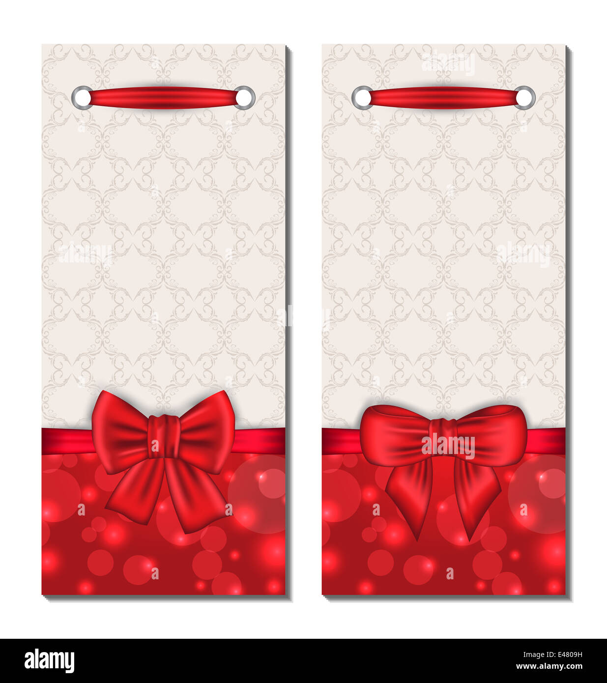 Illustration group of beautiful cards with gift bows Stock Photo - Alamy