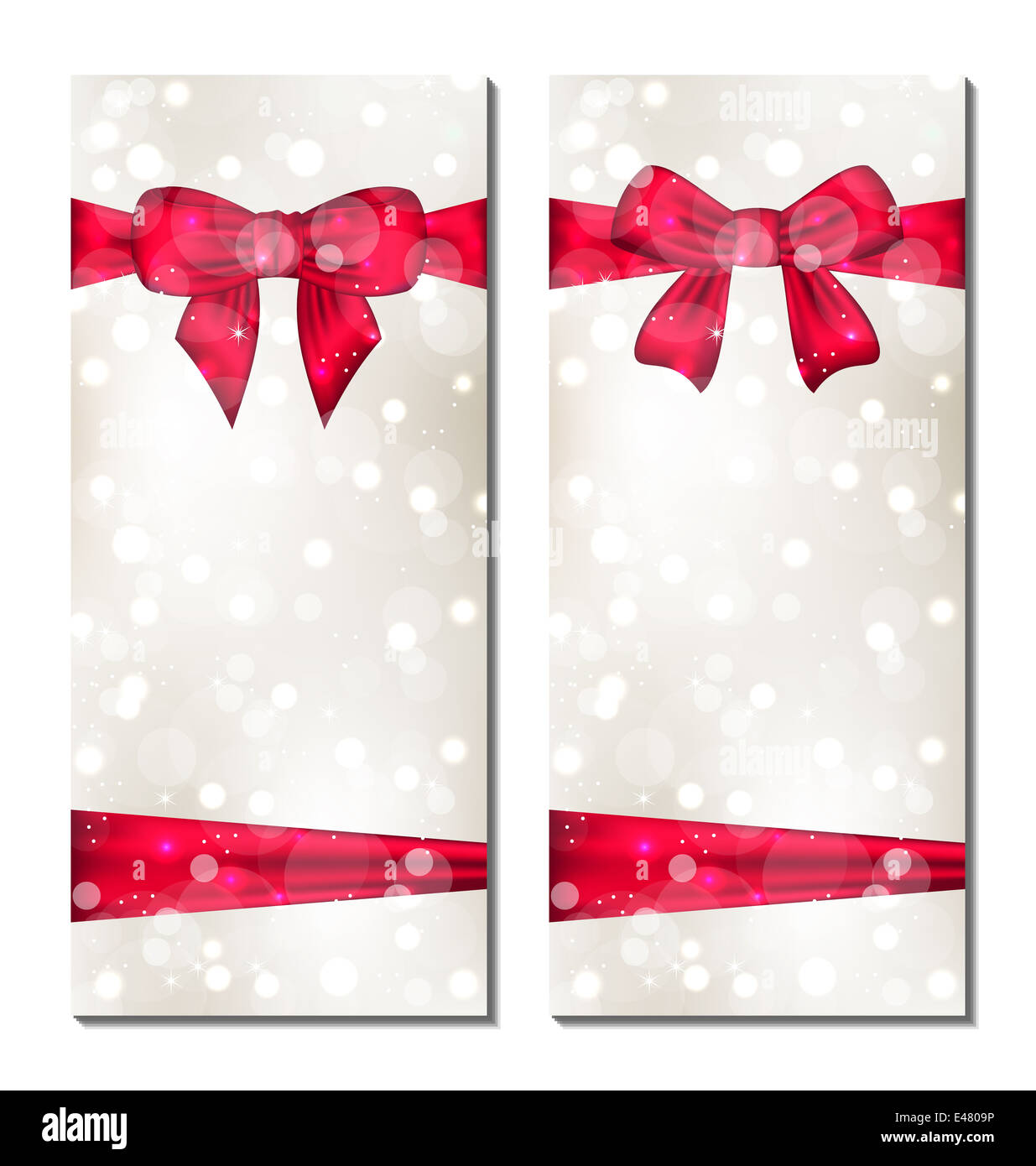 Illustration group of beautiful cards with gift bows Stock Photo - Alamy