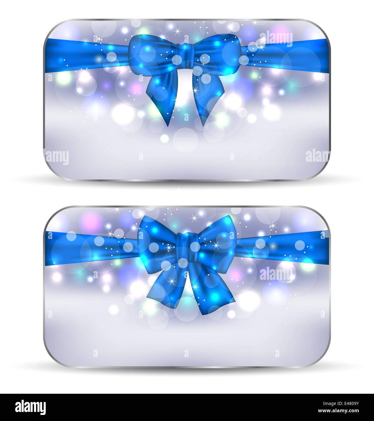 Illustration group of beautiful cards with gift bows Stock Photo - Alamy