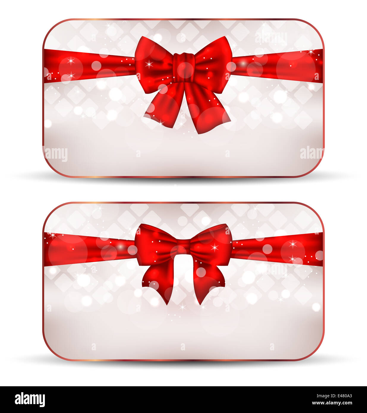 Illustration group of beautiful cards with gift bows Stock Photo - Alamy