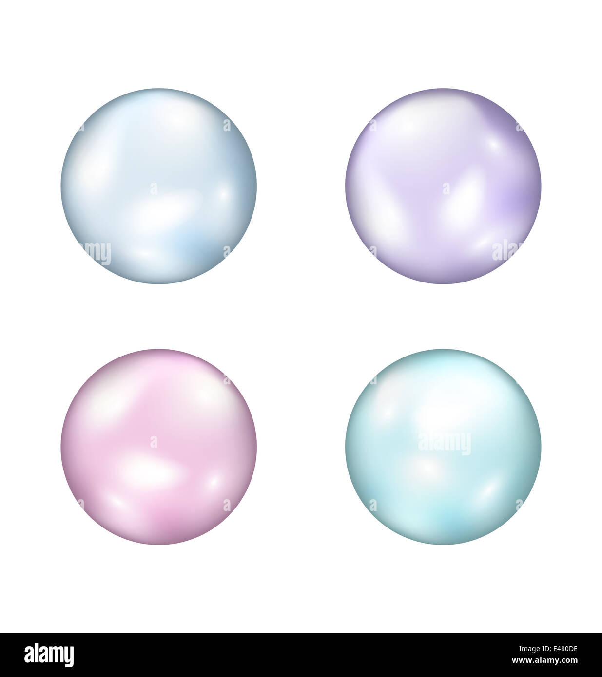 Illustration set of colorful pearls isolated on white background ...