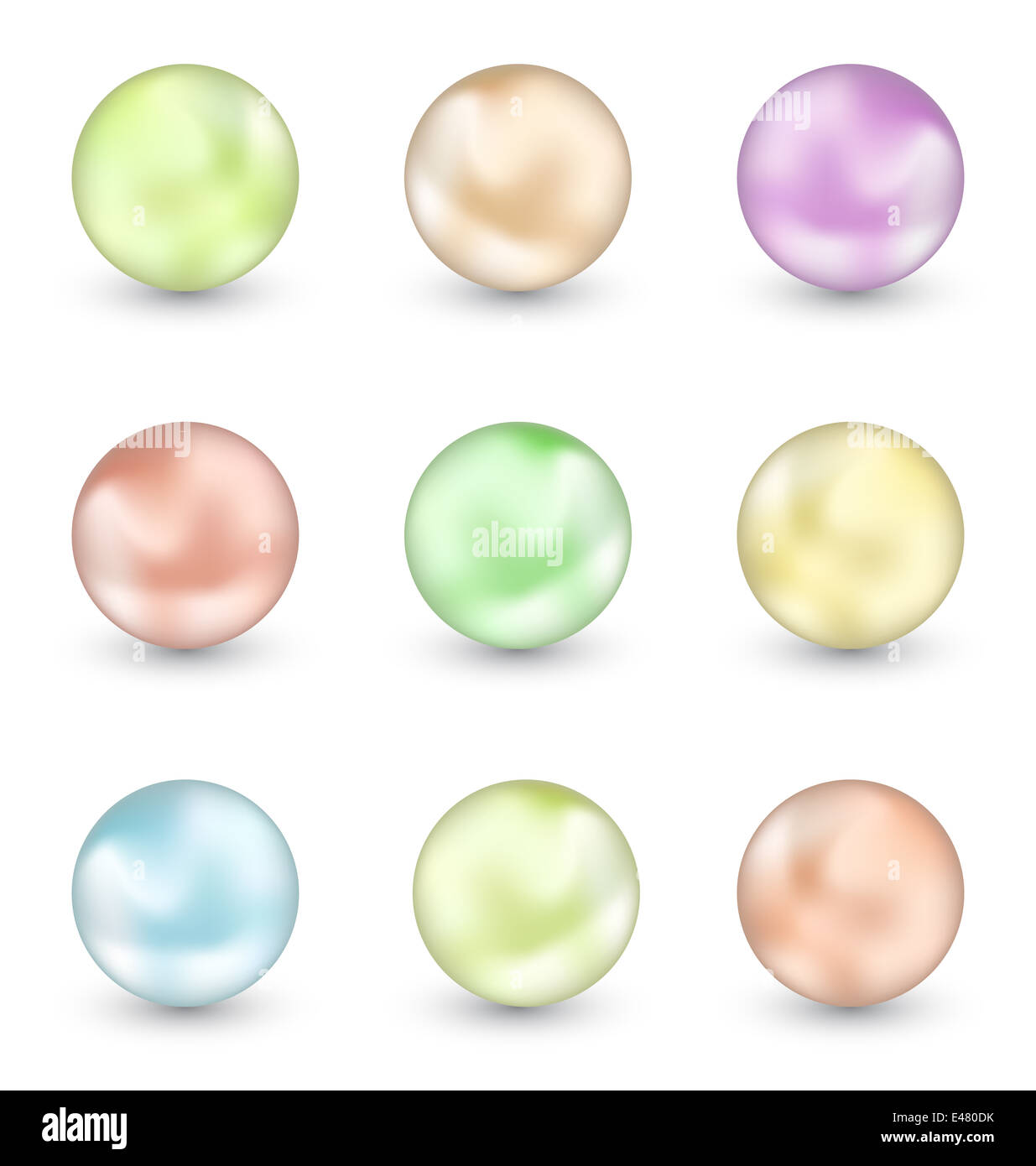 Illustration group of colorful pearls isolated on white background ...