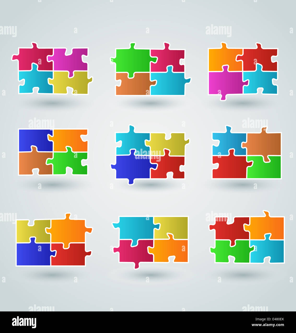 Illustration collection abstract colorful puzzle pieces - vector Stock ...