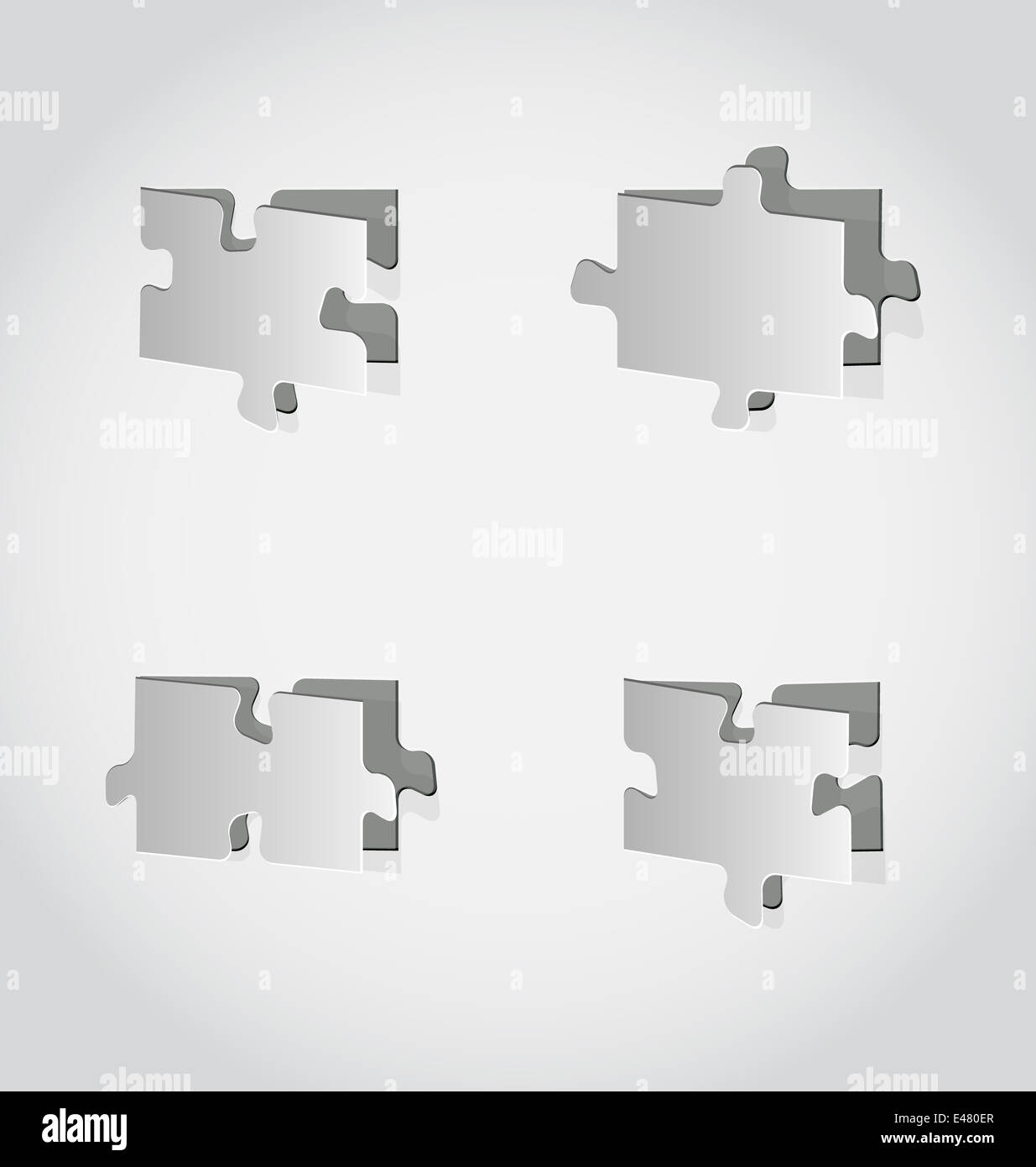 Illustration cut out set puzzle pieces, grey paper - vector Stock Photo ...